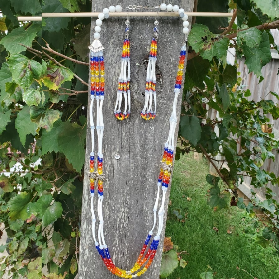 3 Strand Fire Colors and Turtles 6mm Firepolish Bead and Dentalium Set ...