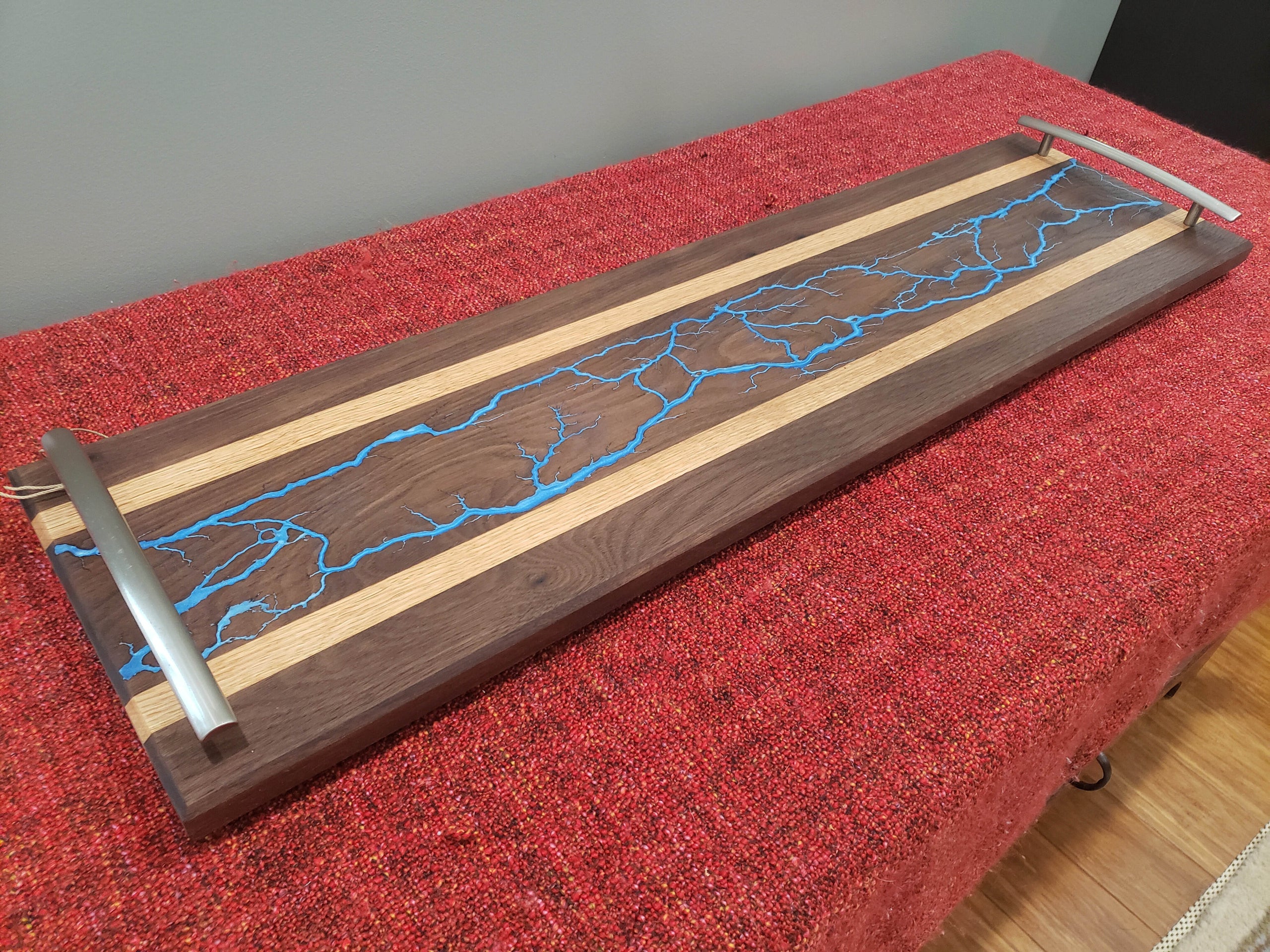 Fractal Wood Burned Walnut & Oak Wood Charcuterie board with Epoxy ...