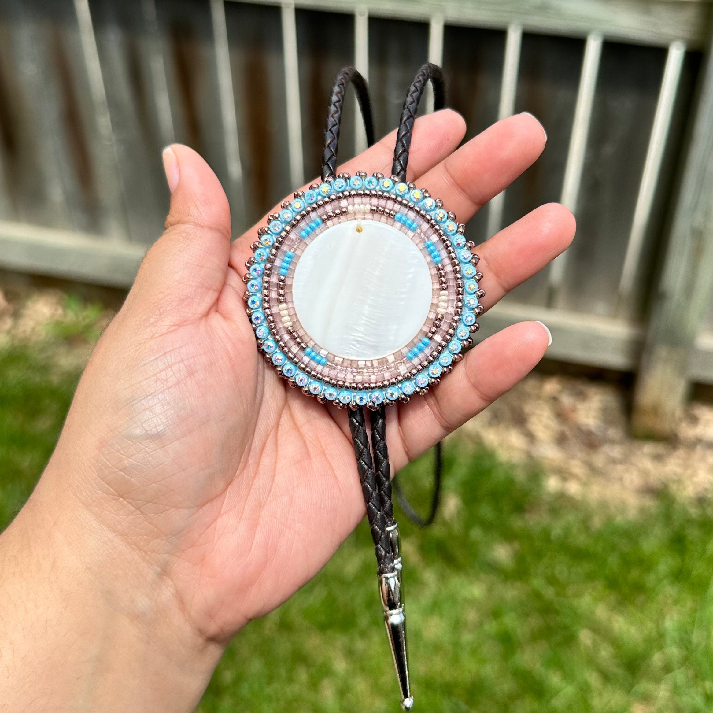 Hand Beaded River Shell Bolo Tie by Elena Jacobs Allred | Creative ...