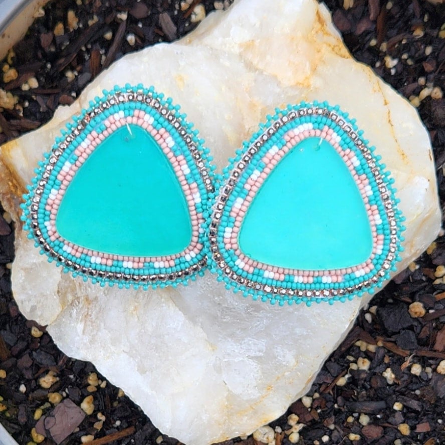 Beaded hand poured Resin Earrings by Brianna Jacobs | Creative Natives ...